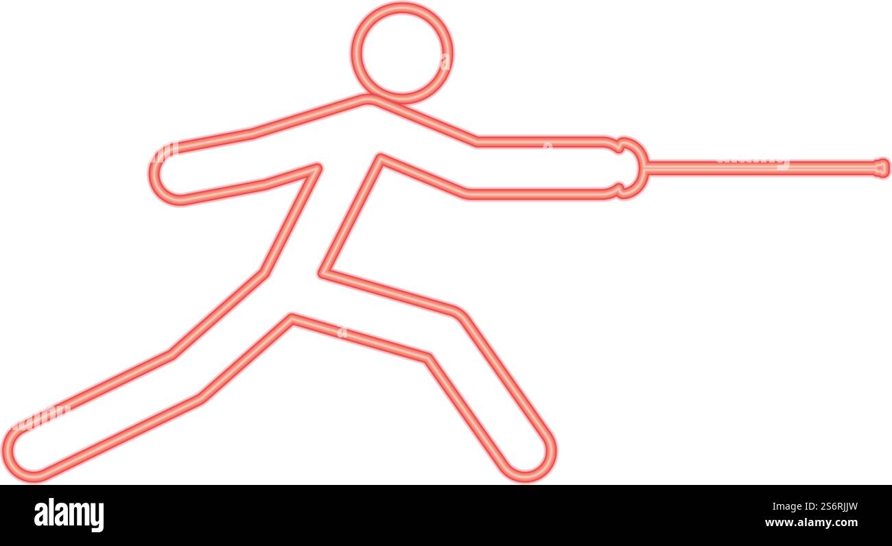 Neon fencer stick red color vector illustration image flat style light ...