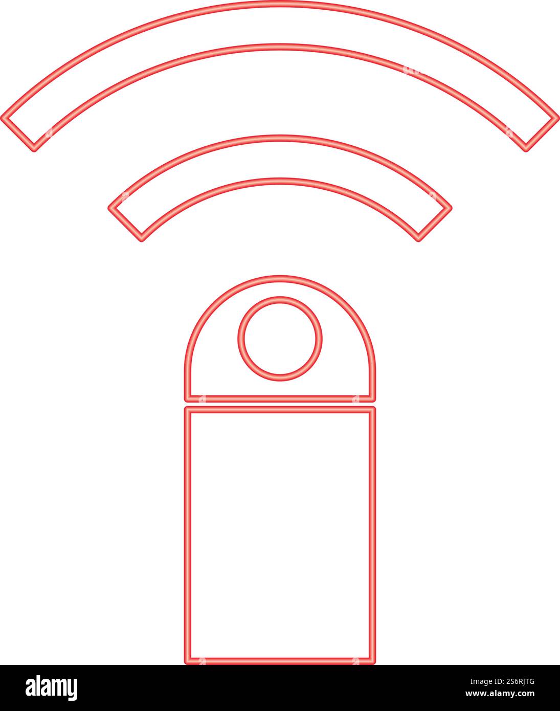 Neon remote control device red color vector illustration image flat ...