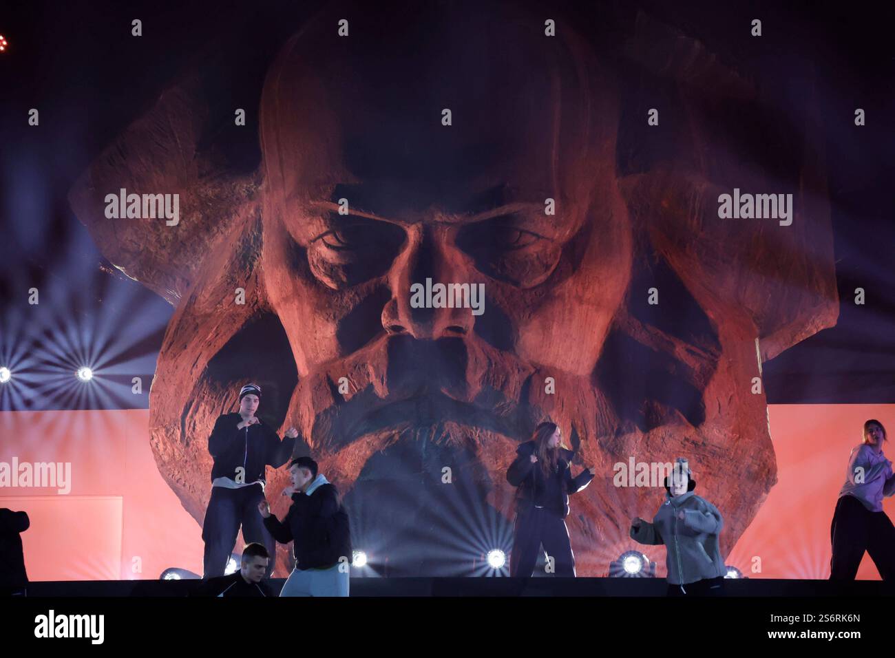 Kulturhauptstadtprobe 17.01.2024, Chemnitz, Karl-Marx-Monument ...