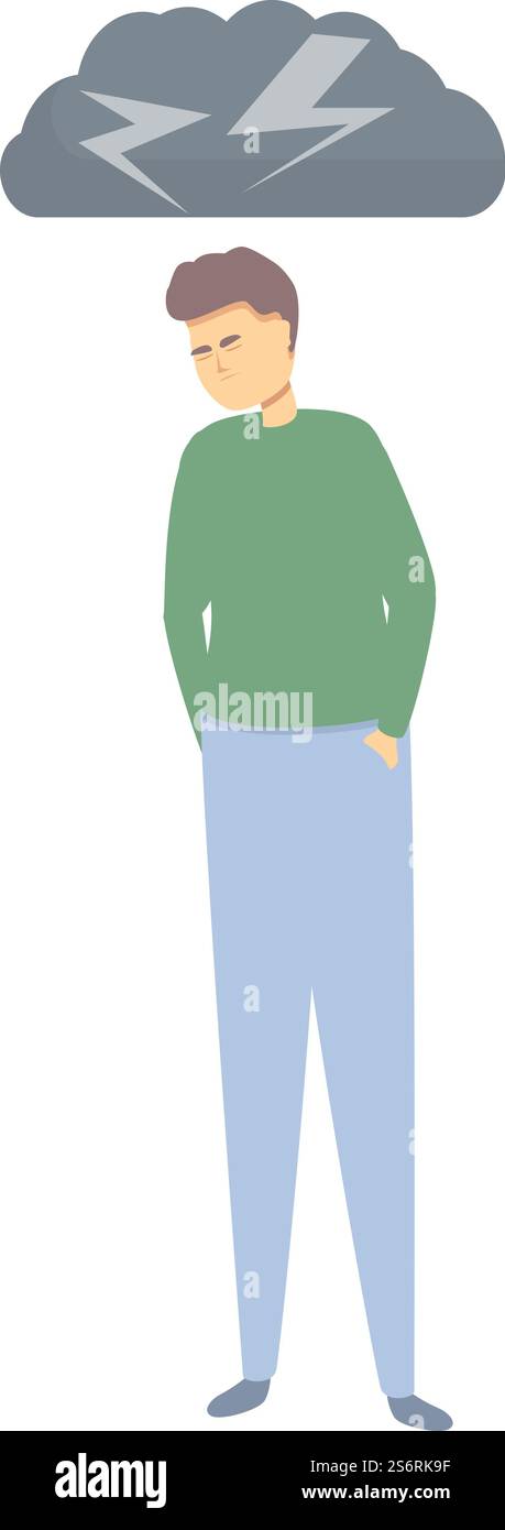 Frustrated boy icon cartoon vector. Mental stress. Health problem ...