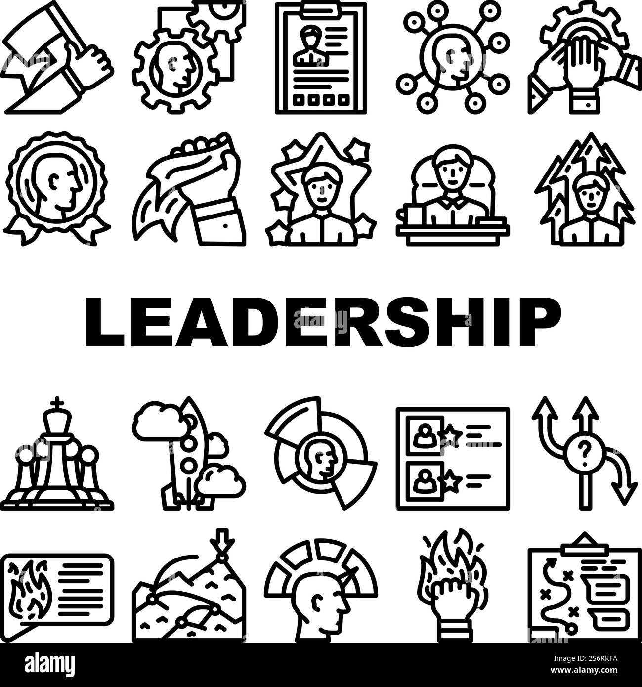 Leadership Leader Business Skill Icons Set Vector. Motivation Employee ...