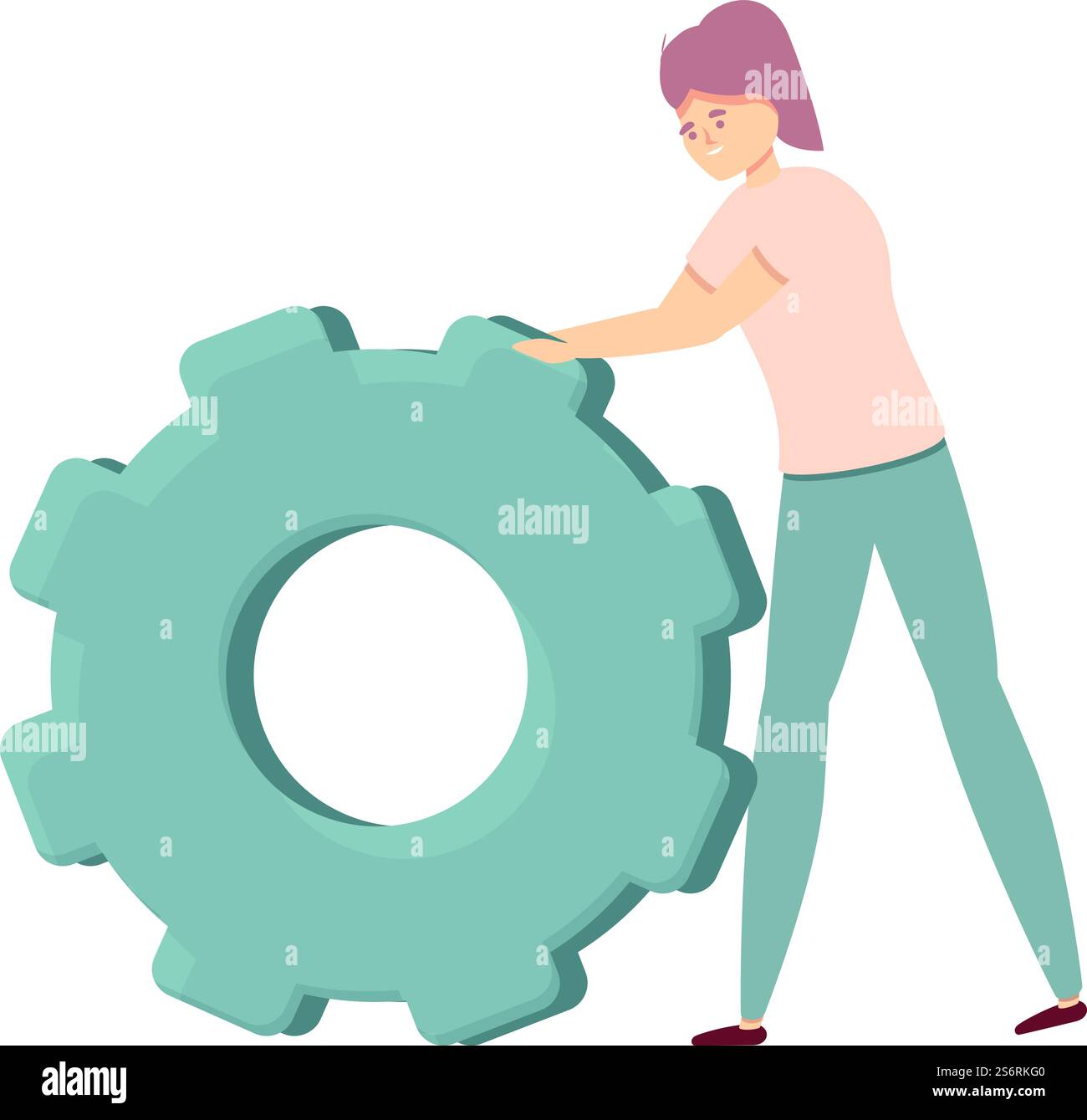 Realization gear icon cartoon vector. Success process. Business ...