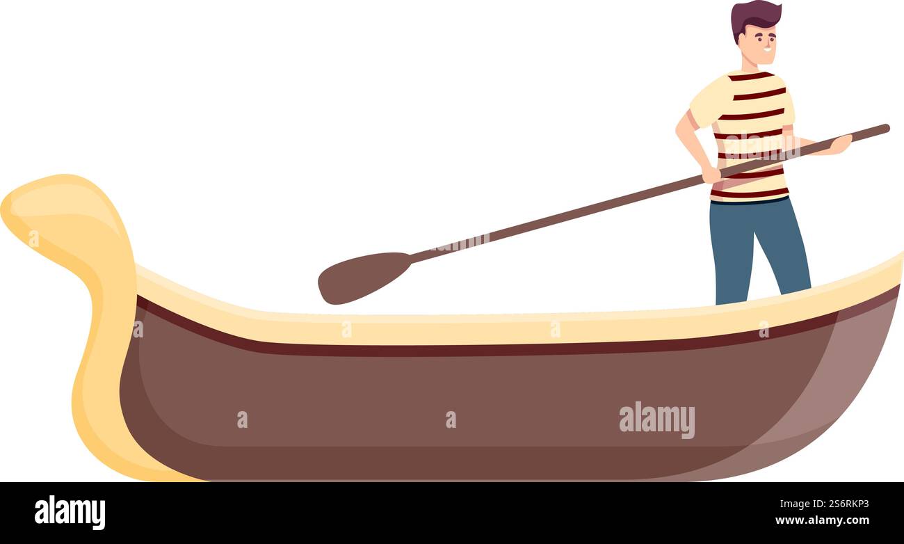 Gondola tour icon cartoon vector. Venice gondolier. Venice boat ...