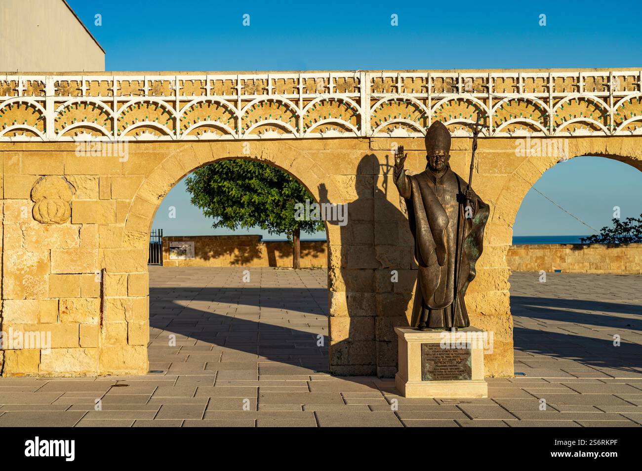 Statue of Pope Benedict XVI at the Basilica of Santa Maria de Finibus ...