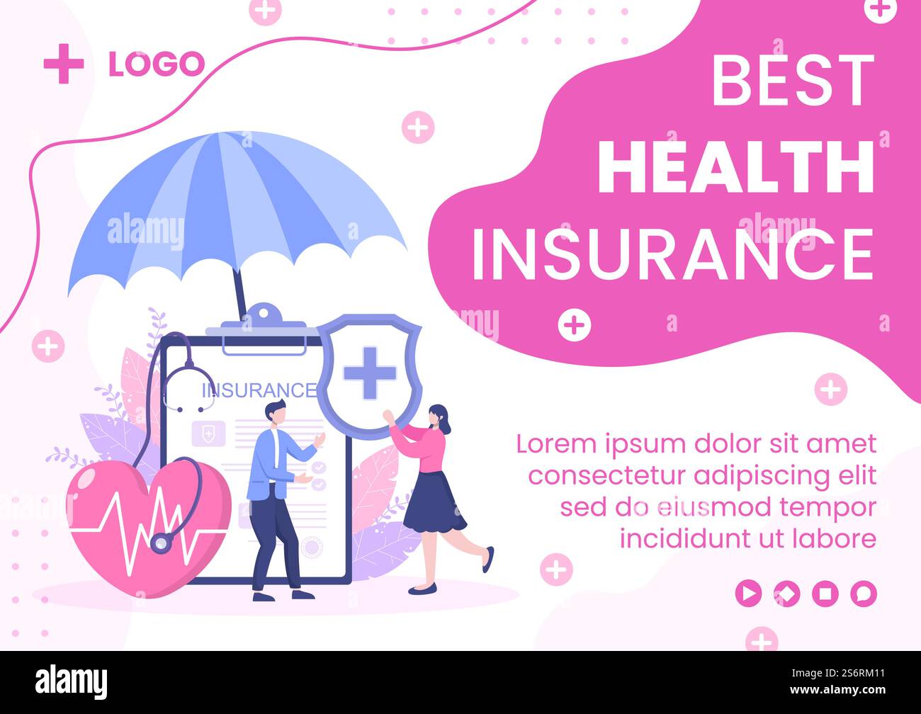 Health care Insurance Brochure Template Flat Design Illustration ...