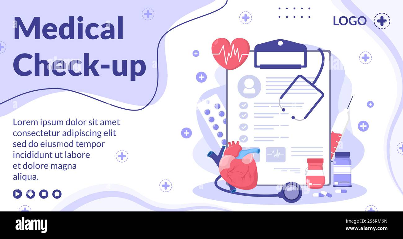 Medical Check up Post Template Health care Flat Design Illustration ...