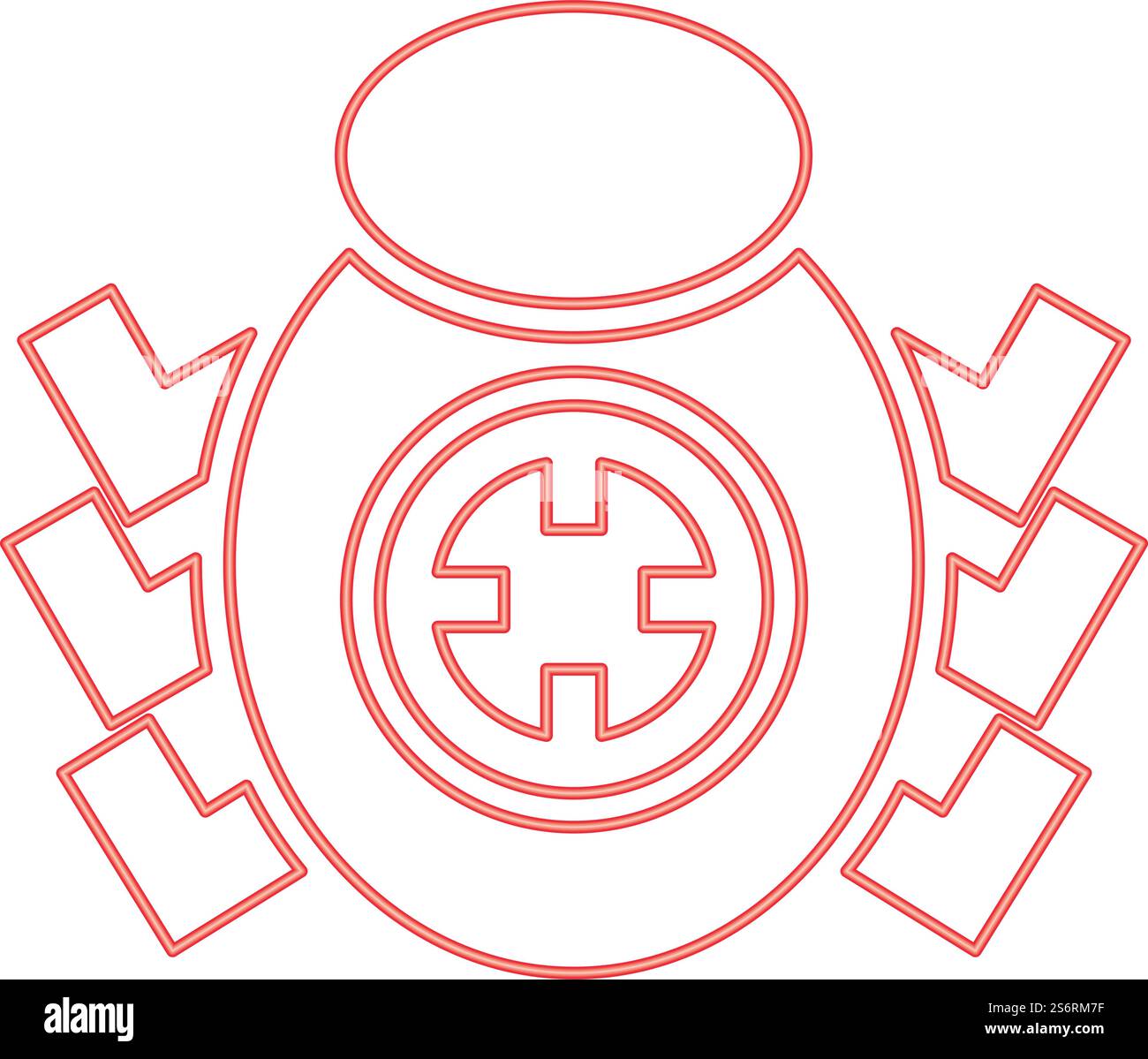 Neon bug beetle in target sight red color vector illustration image ...