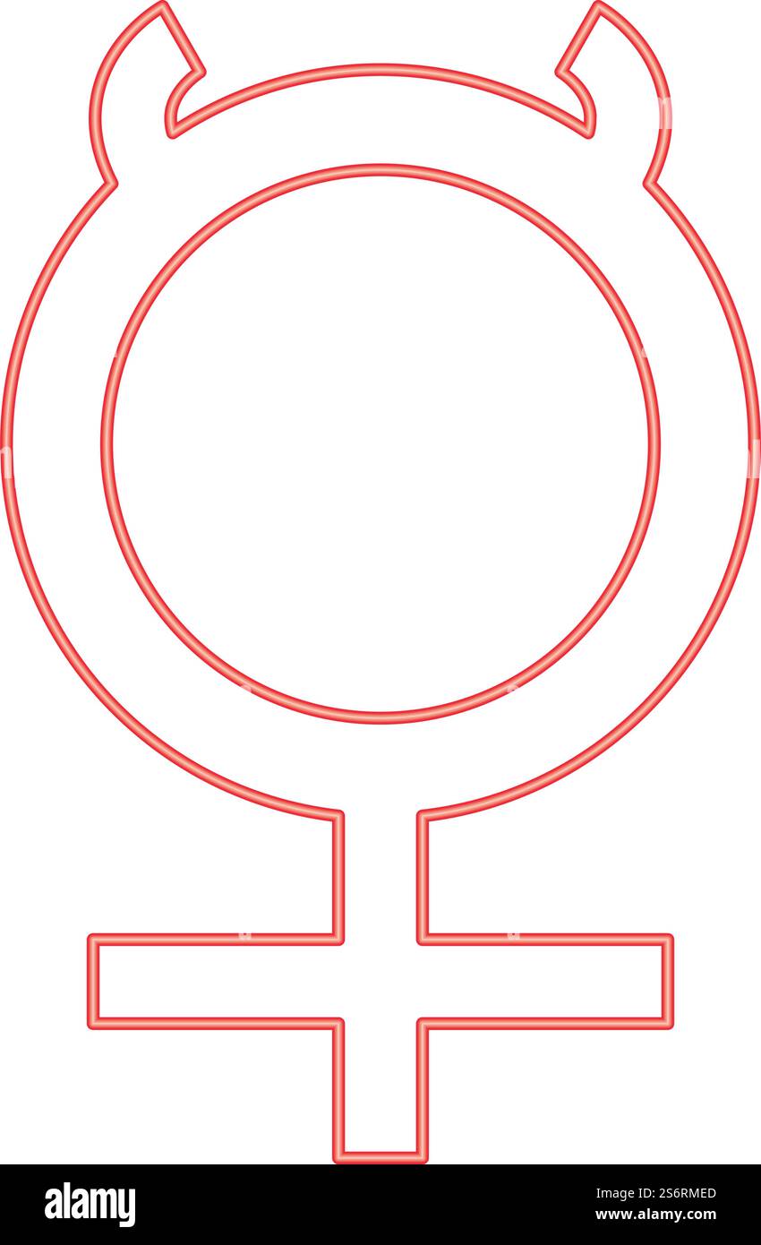 Neon mercury symbol red color vector illustration image flat style ...