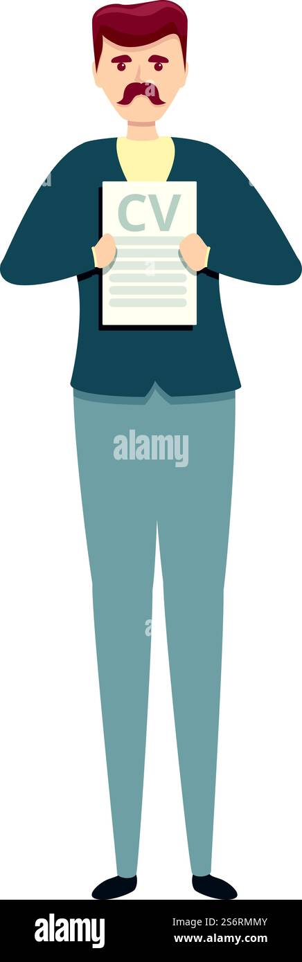 Man cv icon cartoon vector. Computer laptop. Hr interview. Man cv icon ...