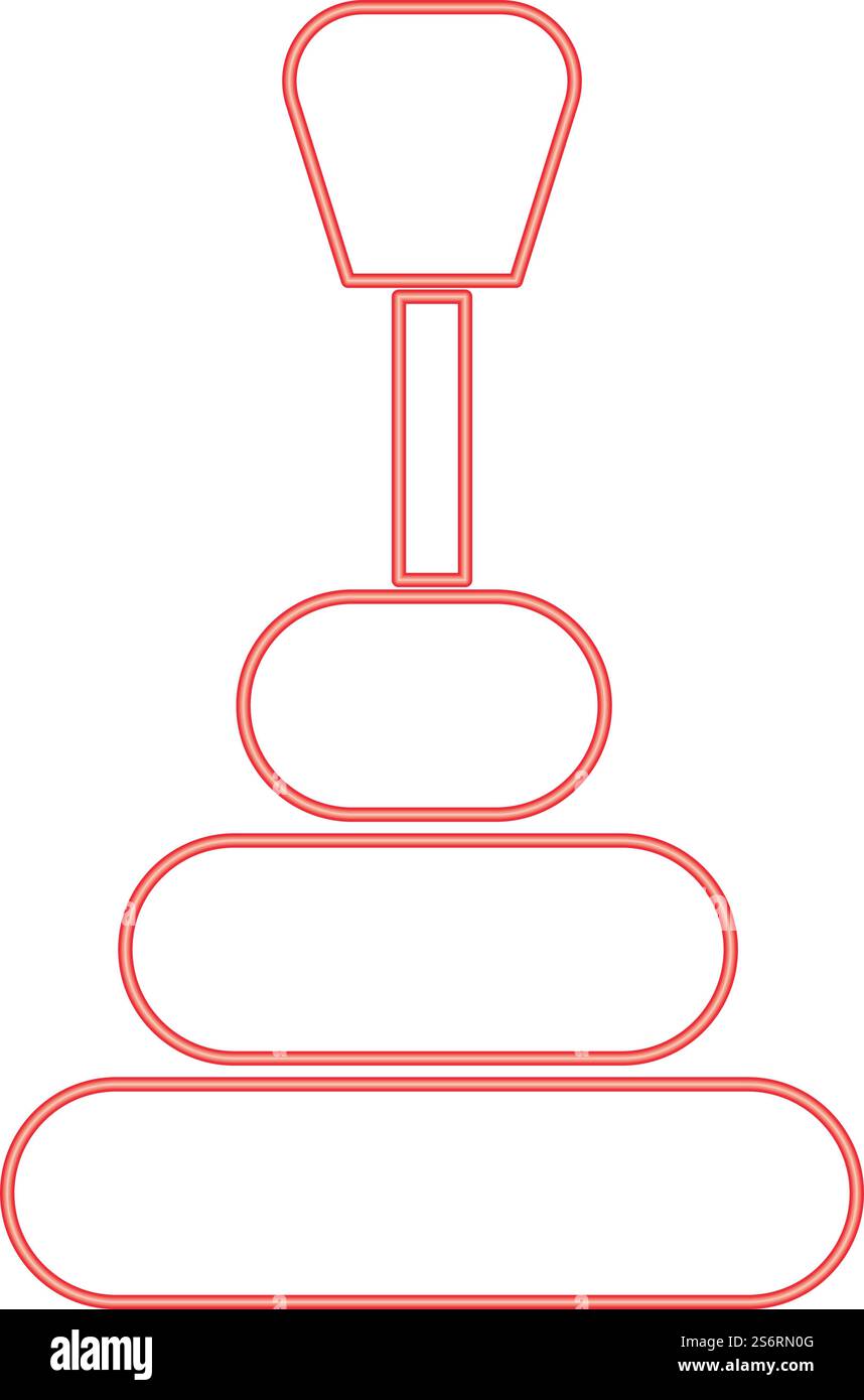 Neon gear shifter red color vector illustration image flat style light ...