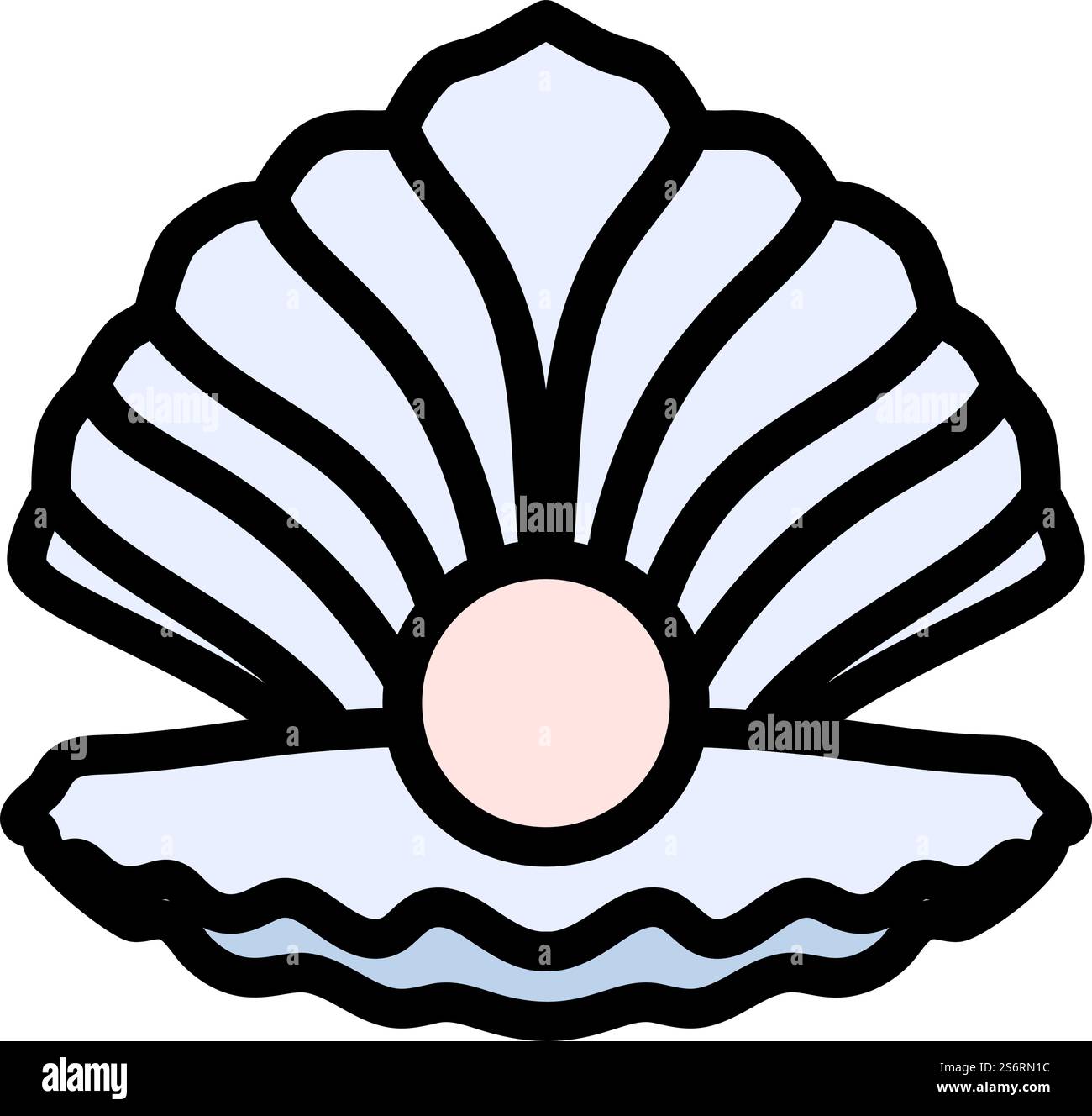 Open Seashell Icon. Editable Bold Outline With Color Fill Design ...