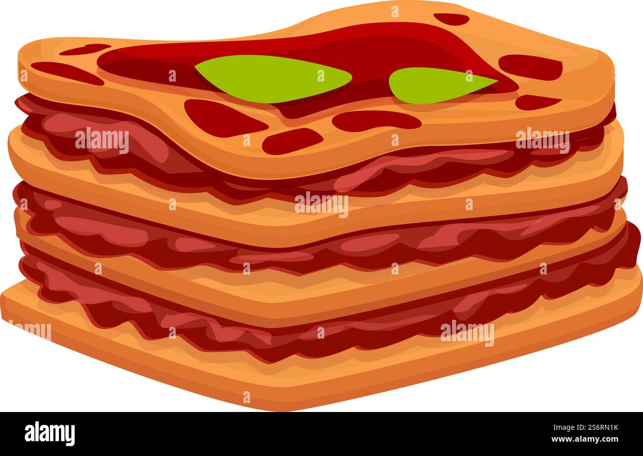 Sauce lasagna icon cartoon vector. Lasagne pasta. Baked italian dish ...