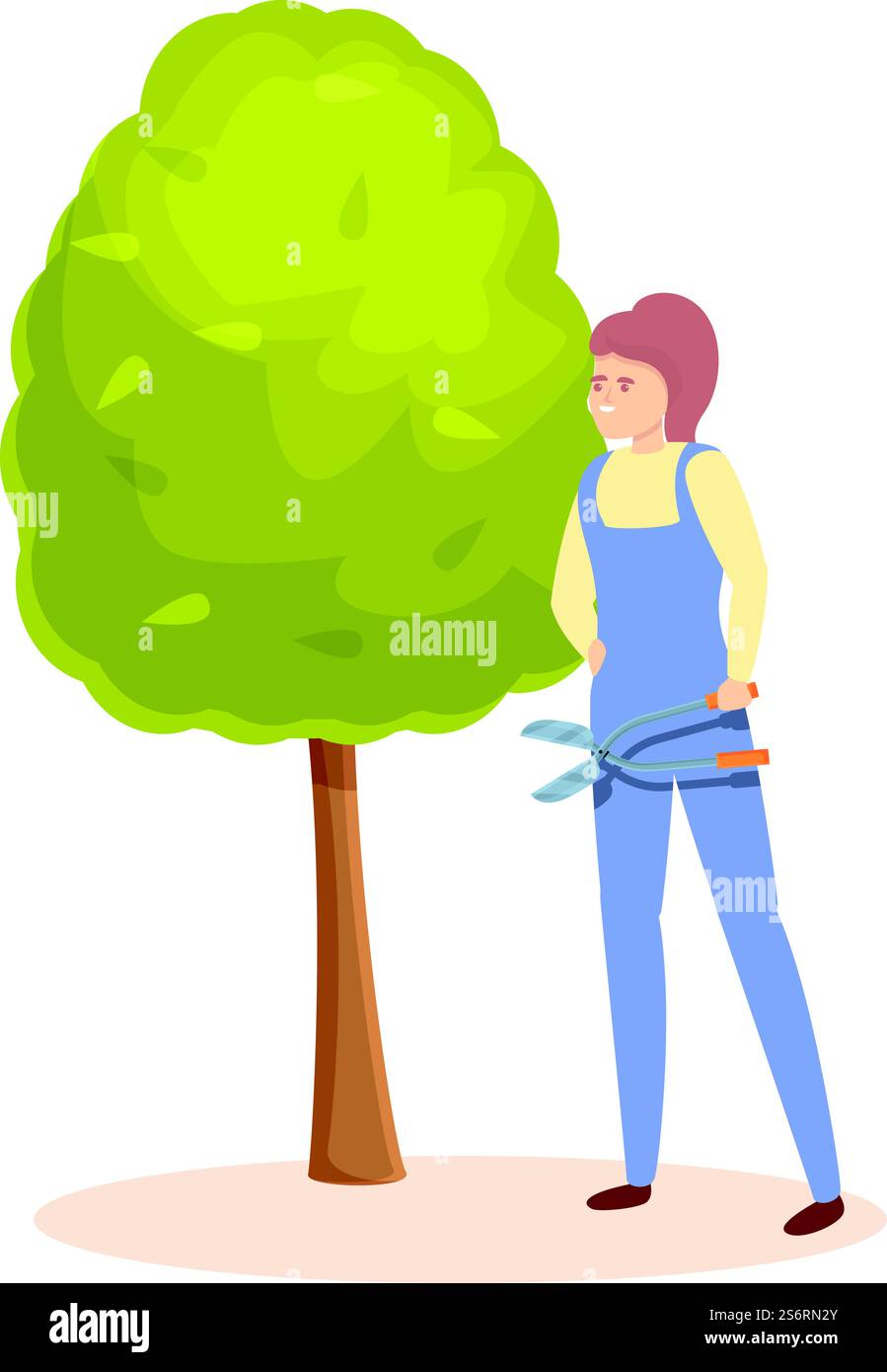 Cutting garden tree icon cartoon vector. Man hedge. People grass ...