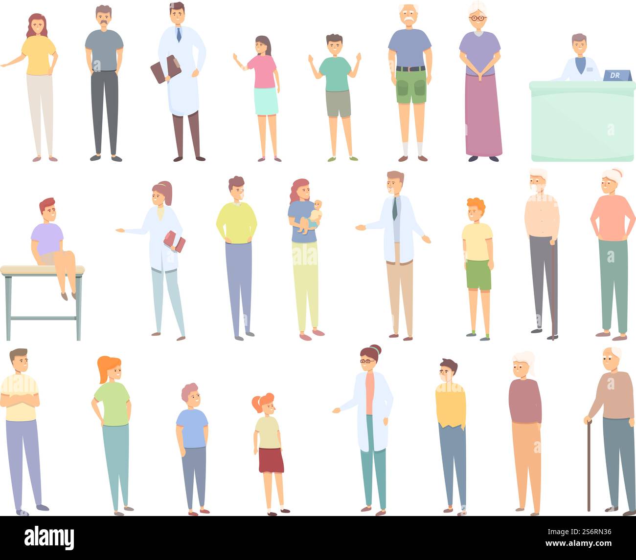 Family doctor icons set cartoon vector. Hospital health. Medicine care ...