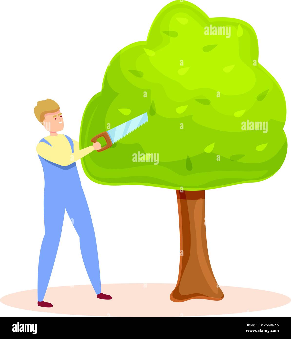 Hand saw tree trimming icon cartoon vector. Garden hedge. Maintenance ...