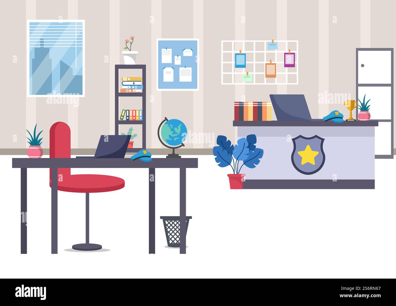 Police Station Department Building with Investigation Bureau Room ...