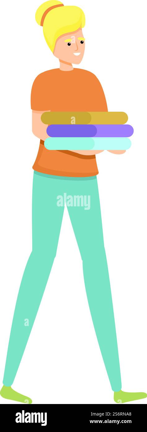 Woman laundry icon cartoon vector. Mom housework. Home housewife. Woman ...