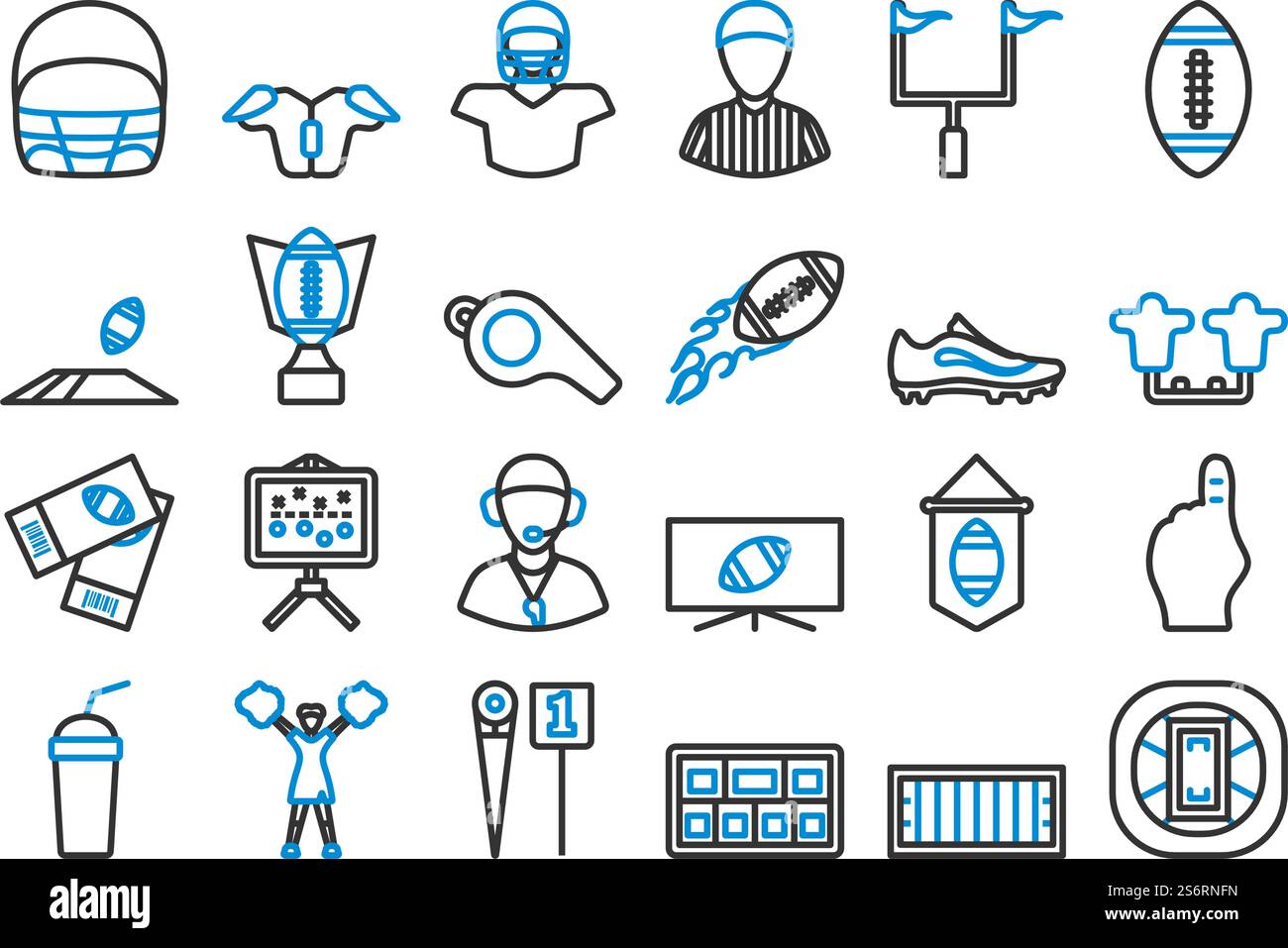 Football Icon Set. Editable Bold Outline With Color Fill Design. Vector ...