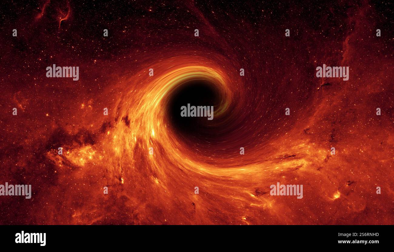 Black hole devours galaxy and stars. Black hole, nebula and galaxy in ...