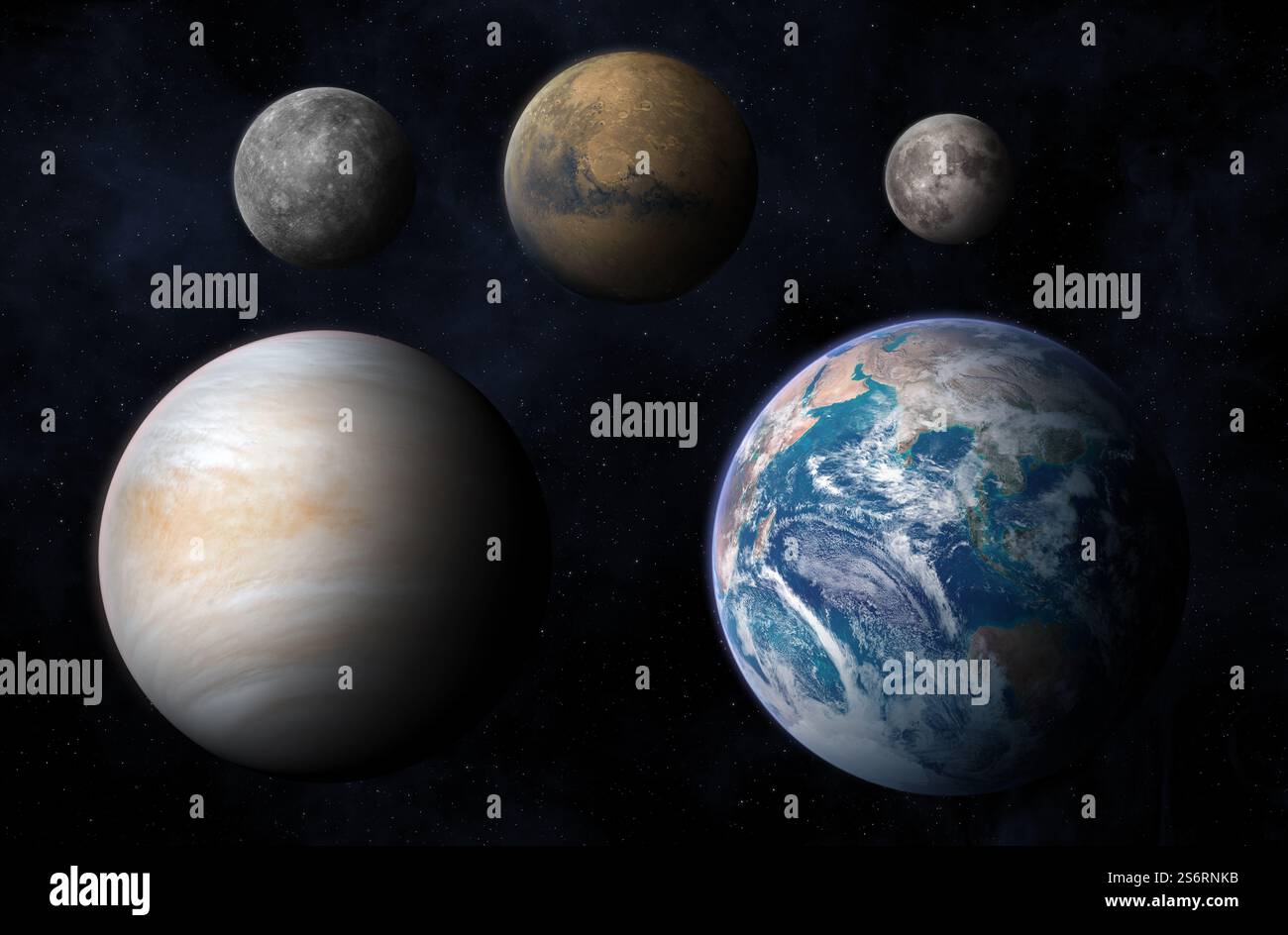 Earth, Mars, Venus, Mercury and Moon size comparison. Earth, Mars, Venus, Mercury & Moon to ...