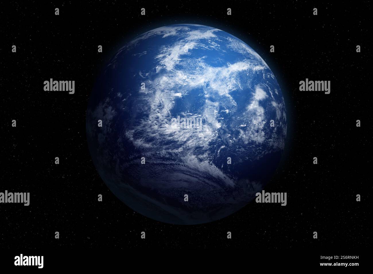 Amazing blue planet Earth with world ocean and clouds. Alien habitable ...