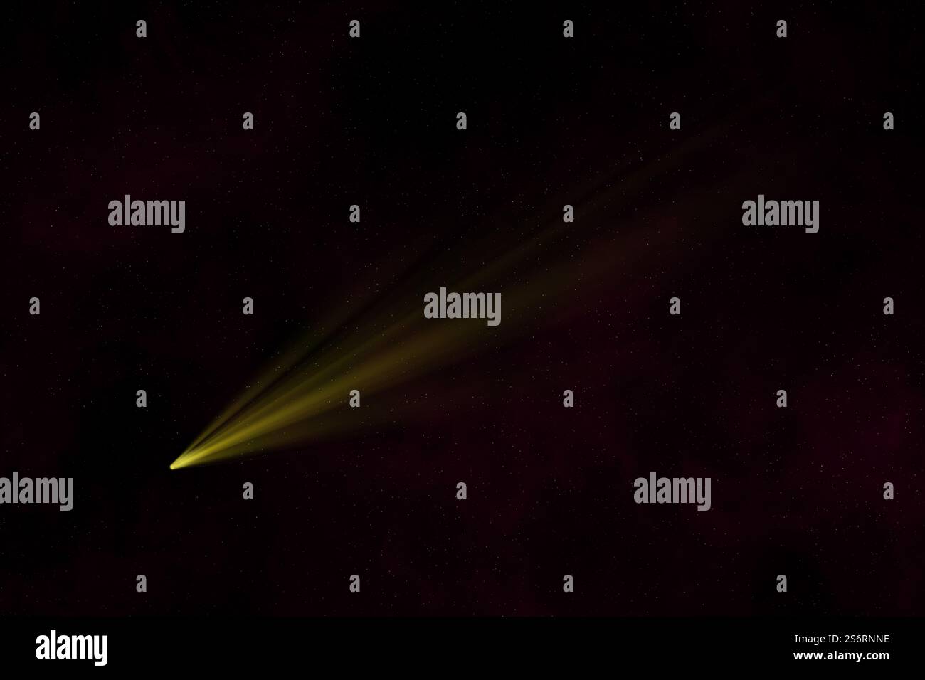 Bright comet with large dust and gas tails. Falling meteorite, asteroid, comet in the starry sky ...