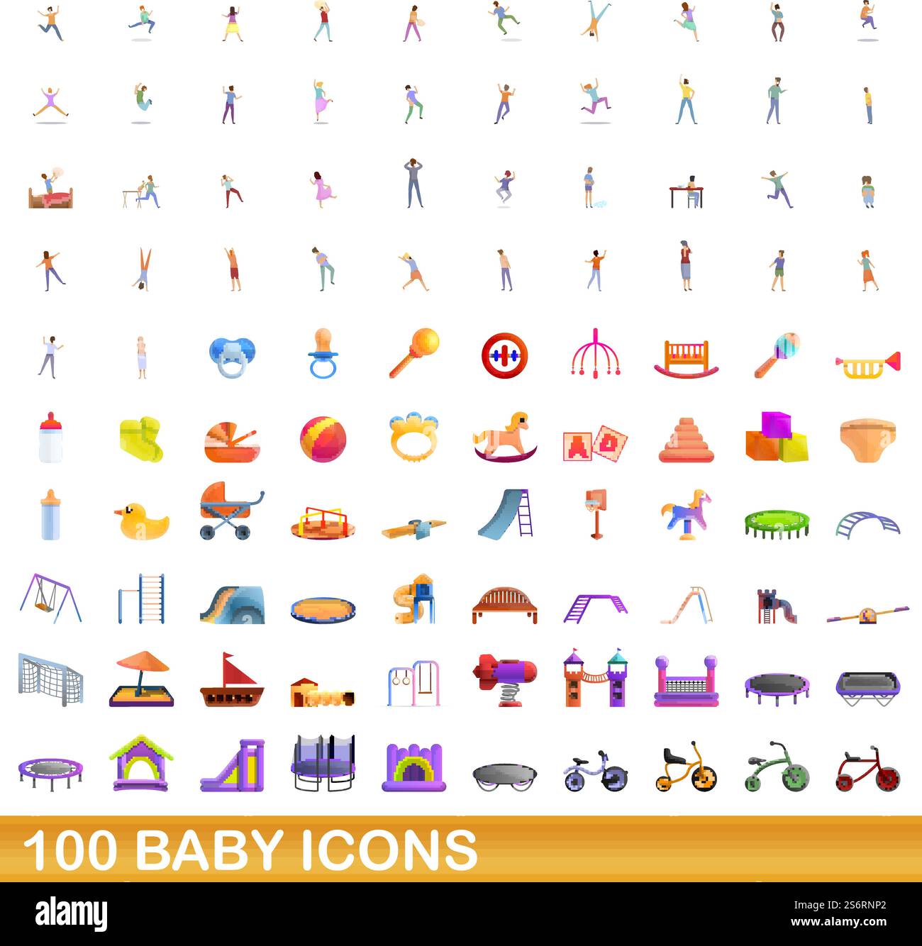 100 baby icons set. Cartoon illustration of 100 baby icons vector set ...