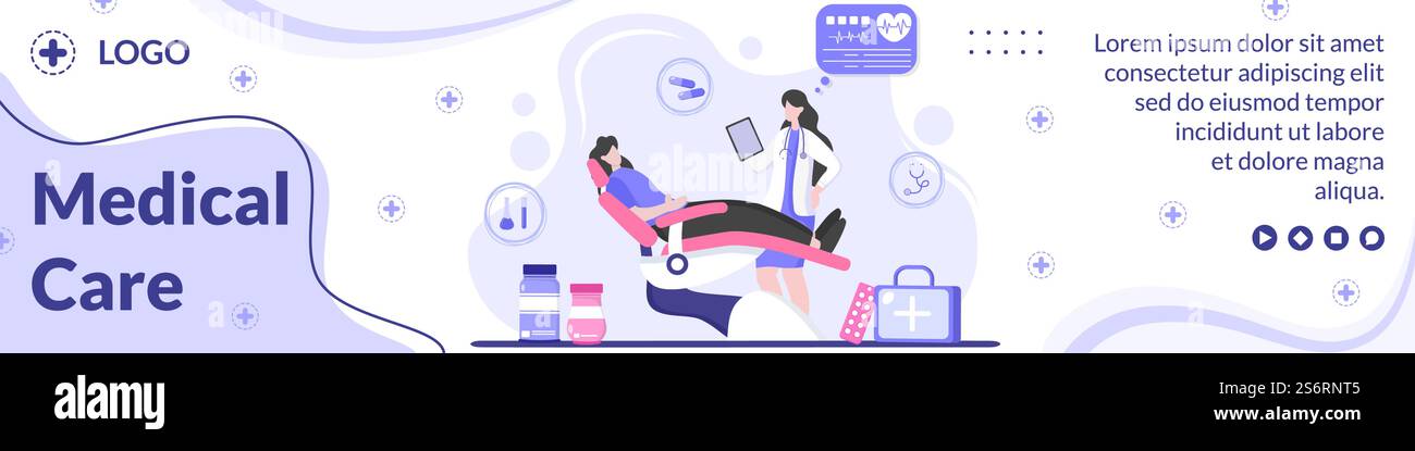 Medical Check up Banner Template Health care Flat Design Illustration ...