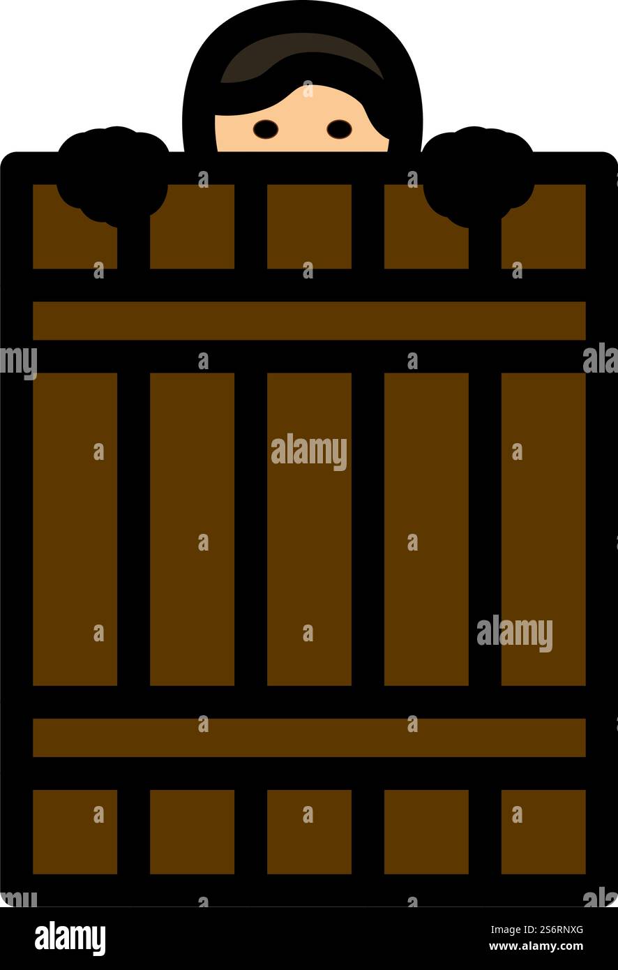 Criminal Peeping From Fence Icon. Editable Bold Outline With Color Fill ...