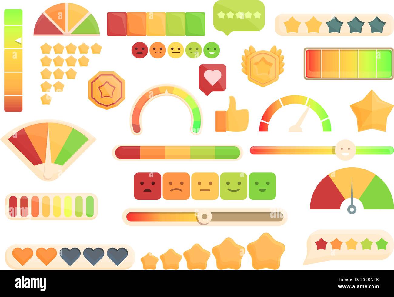 Satisfaction level icons set cartoon vector. Customer smile. Good face ...