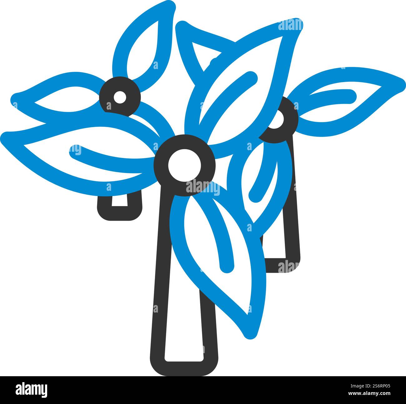 Wind Mill With Leaves In Blades Icon. Editable Bold Outline With Color ...