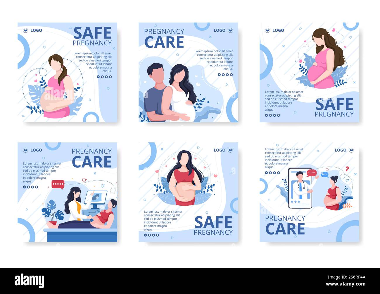 Pregnant Lady or Mother Post Health care Template Flat Design ...