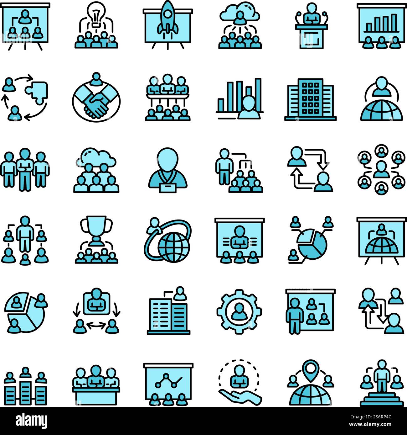 Corporate governance icons set outline vector. Chief office. Training meeting. Corporate ...