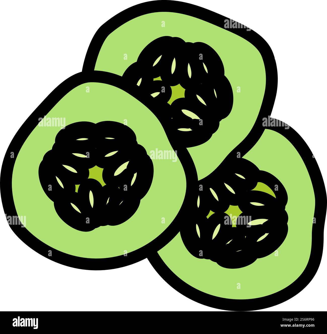 Cucumber Slices For SPA Icon. Editable Bold Outline With Color Fill ...