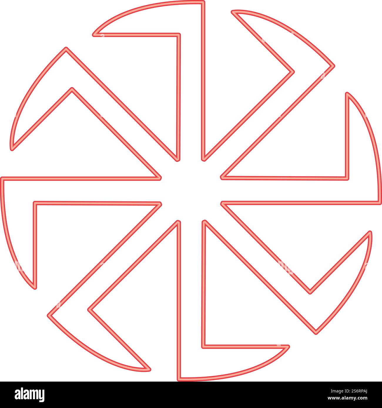 Neon slavic slavonis symbol kolovrat sign sun red color vector ...