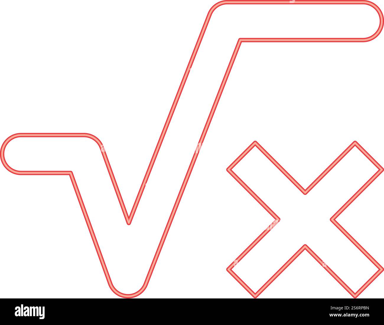 Neon square root of x axis red color vector illustration image flat ...