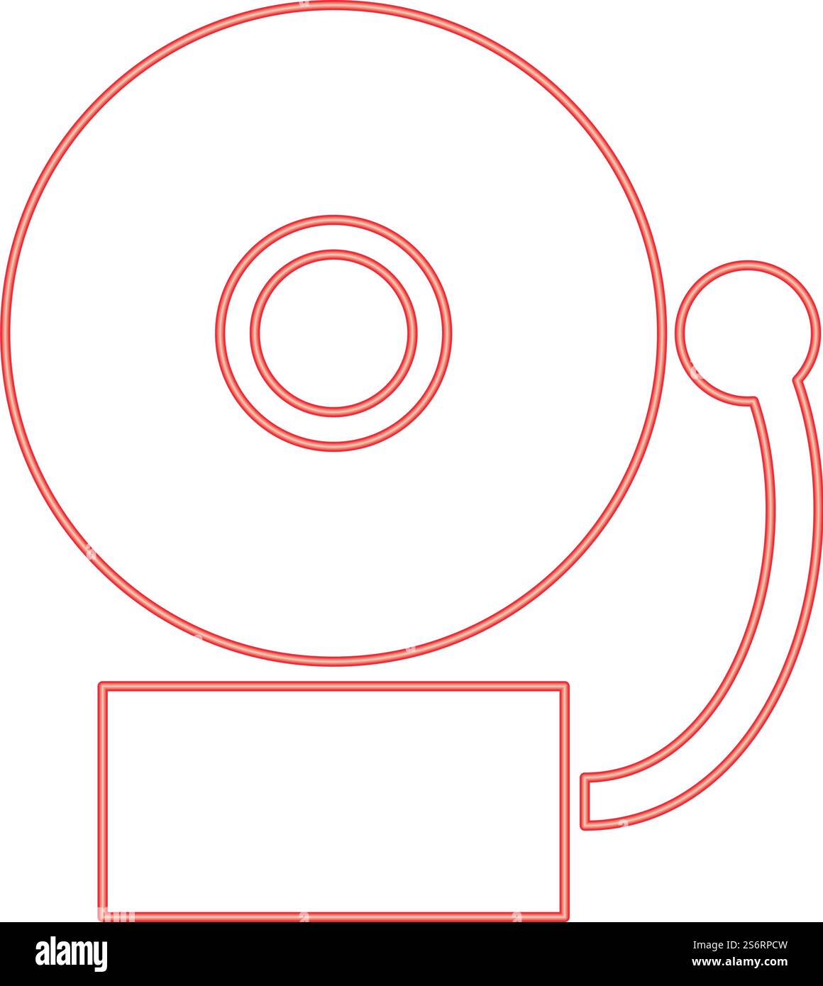 Neon alarm schooll bell red color vector illustration image flat style ...