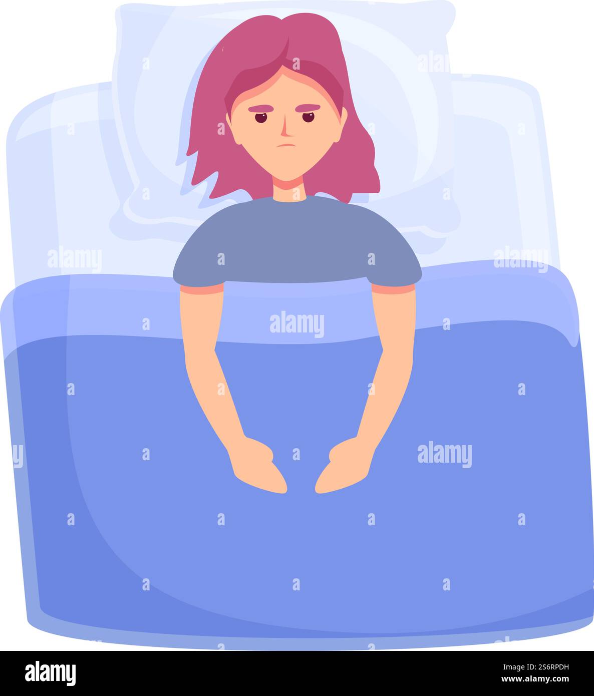 Girl sleep problem icon cartoon vector. Tired woman. Female insomnia ...