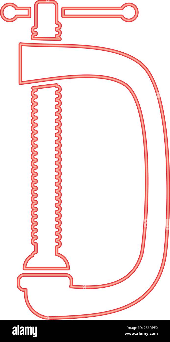 Neon cramp screw-clamp red color vector illustration image flat style ...