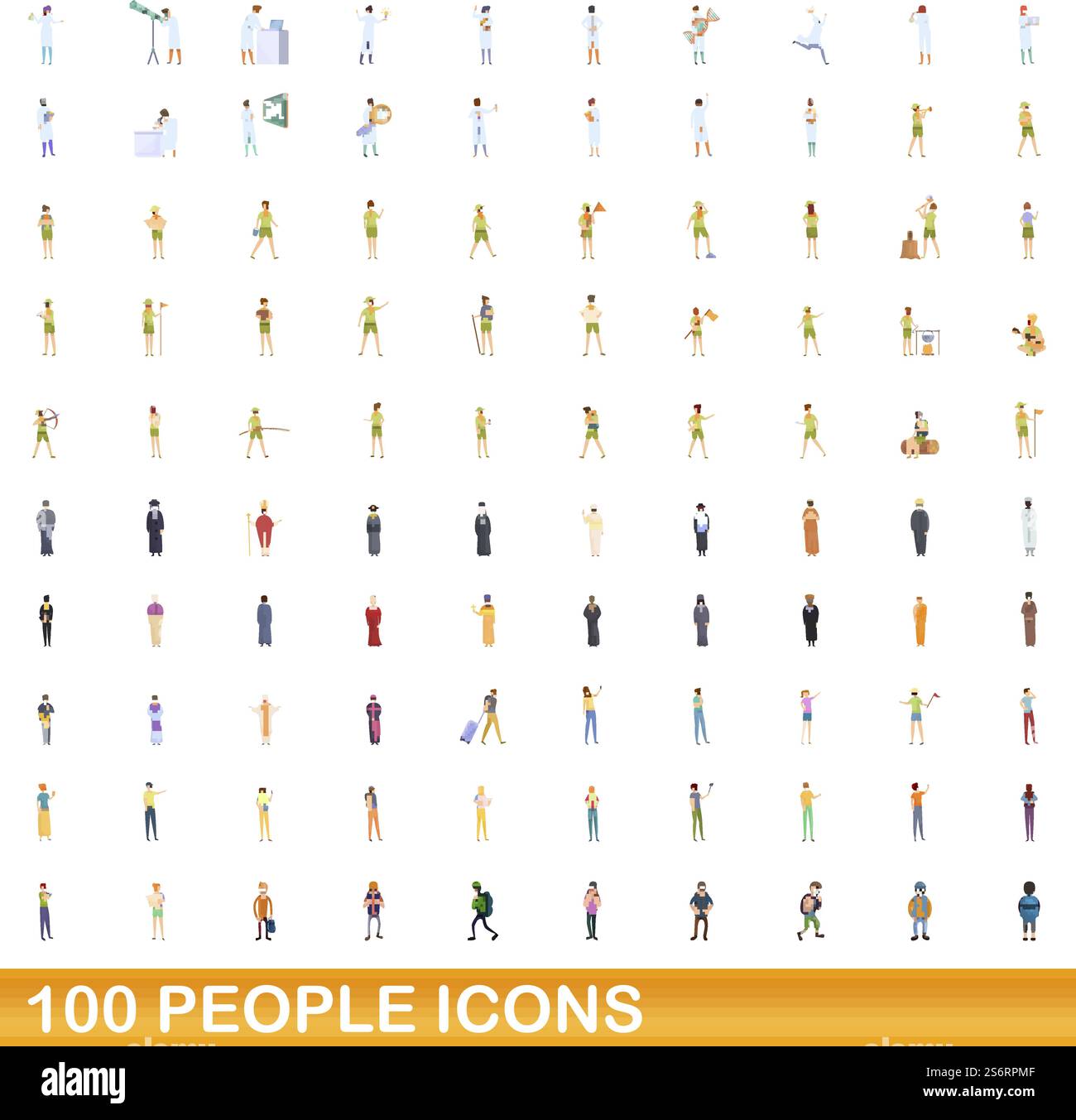 100 people icons set. Cartoon illustration of 100 people icons vector ...