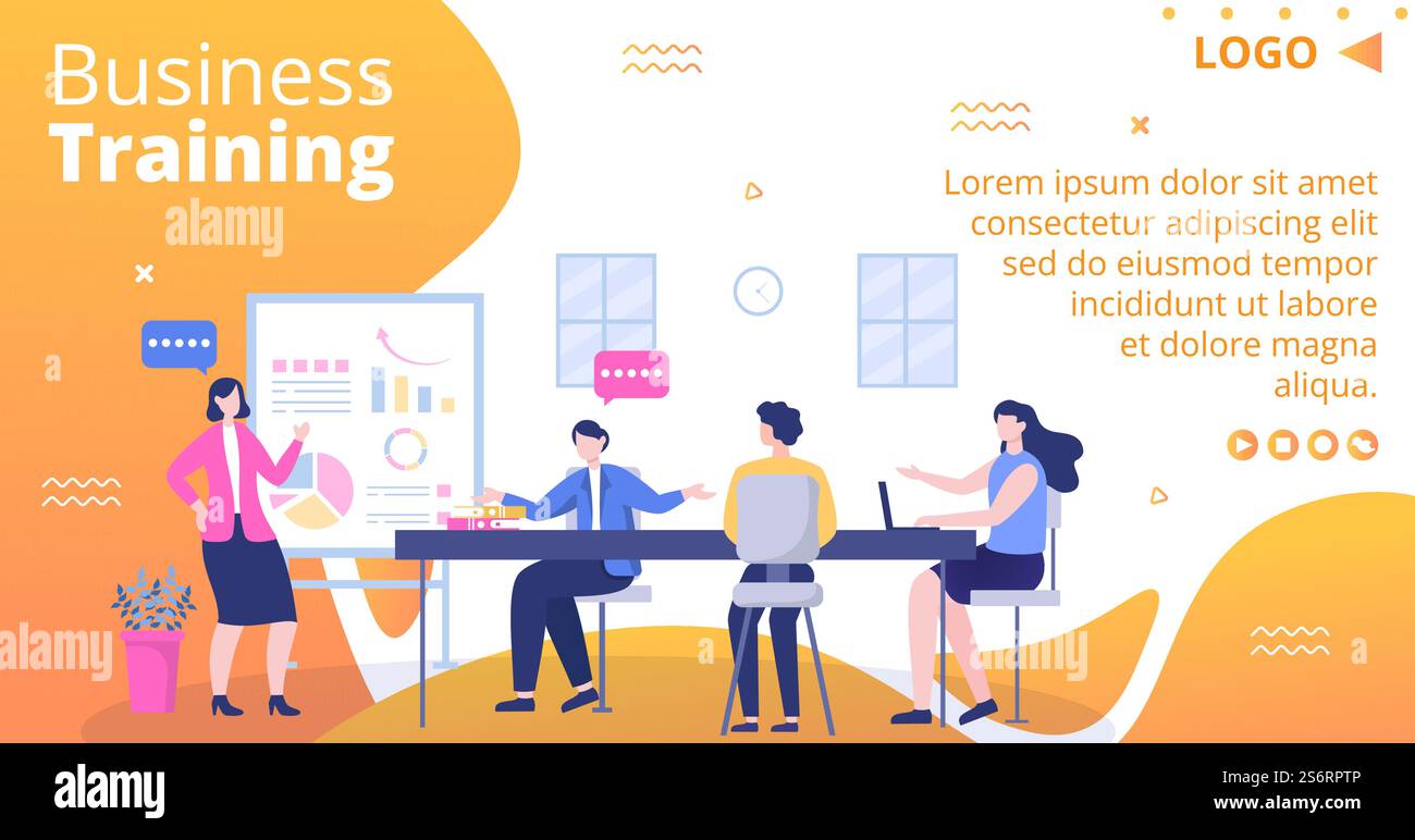 Business Online Training, Seminar or Courses Post Template Flat ...