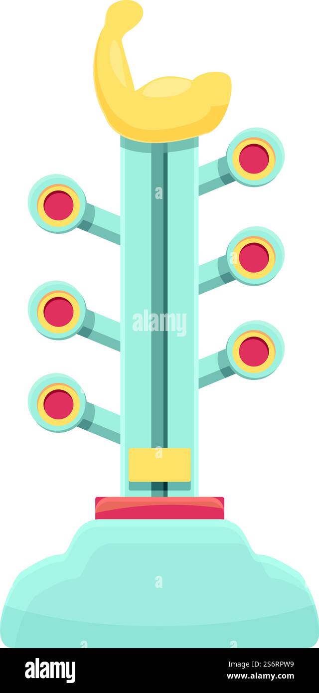 Carnival strength game icon cartoon vector. Hammer striker. Strong test ...