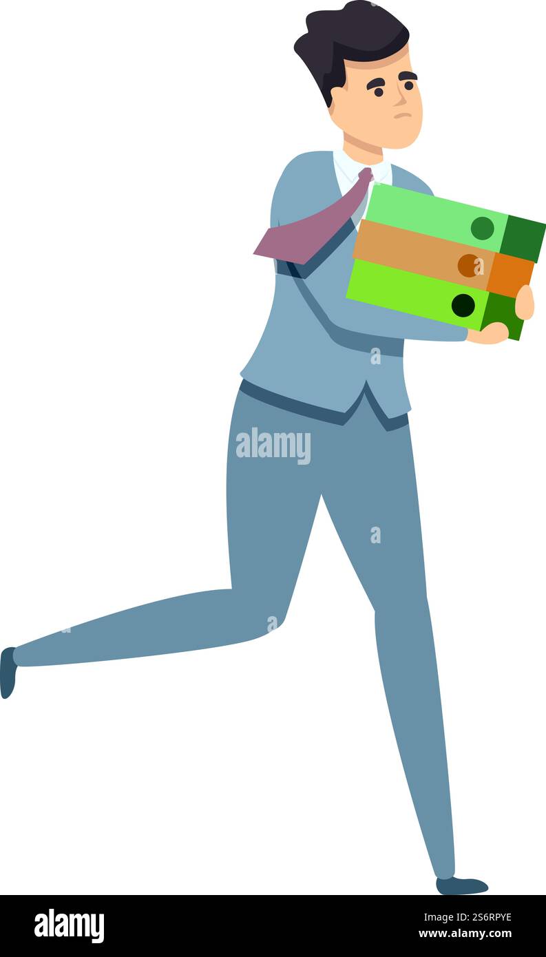 Employee running icon cartoon vector. Late worker. Deadline time ...