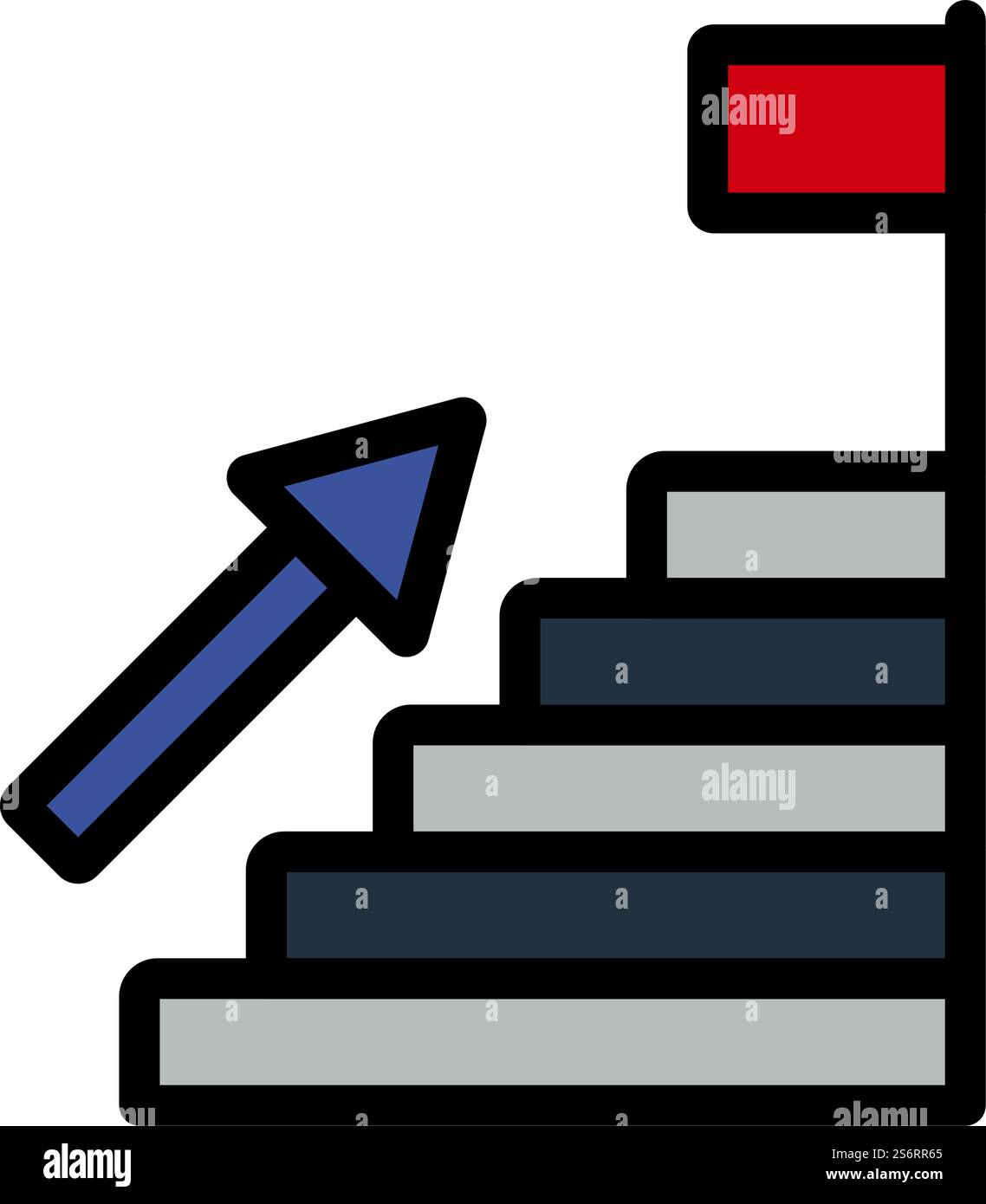 Ladder To Aim Icon. Editable Bold Outline With Color Fill Design ...
