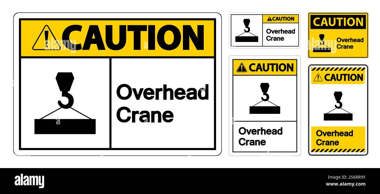Caution Overhead Crane Symbol Sign On White Background Stock Vector ...