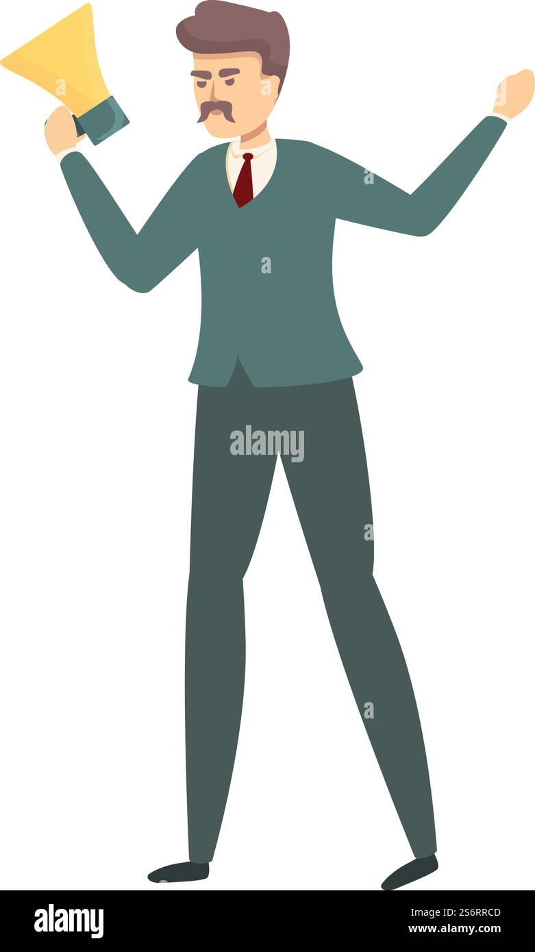 Angry worker icon cartoon vector. Mad businessman. Office conflict ...