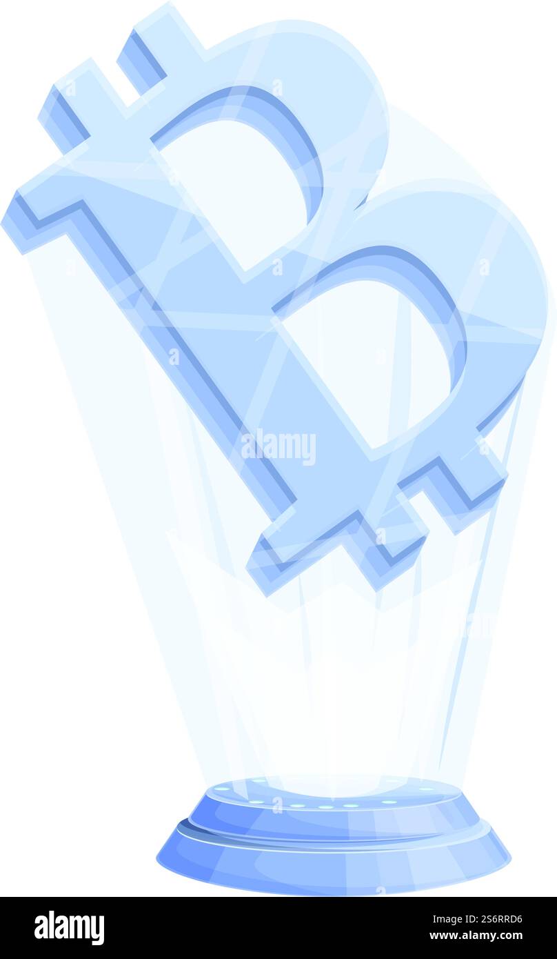 Bitcoin hologram icon cartoon vector. Crypto money. Digital technology ...
