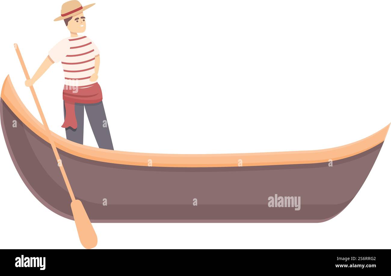 Canal gondolier icon cartoon vector. Venice gondola. Venetian boat ...