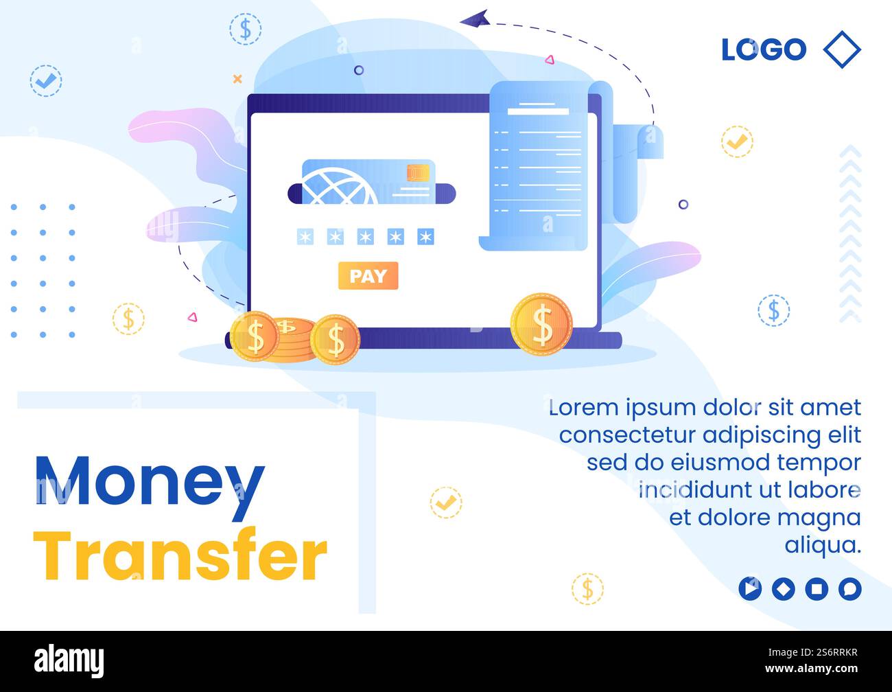Online E-Banking App, Wallet or Bank Credit Card Brochure Template Flat ...