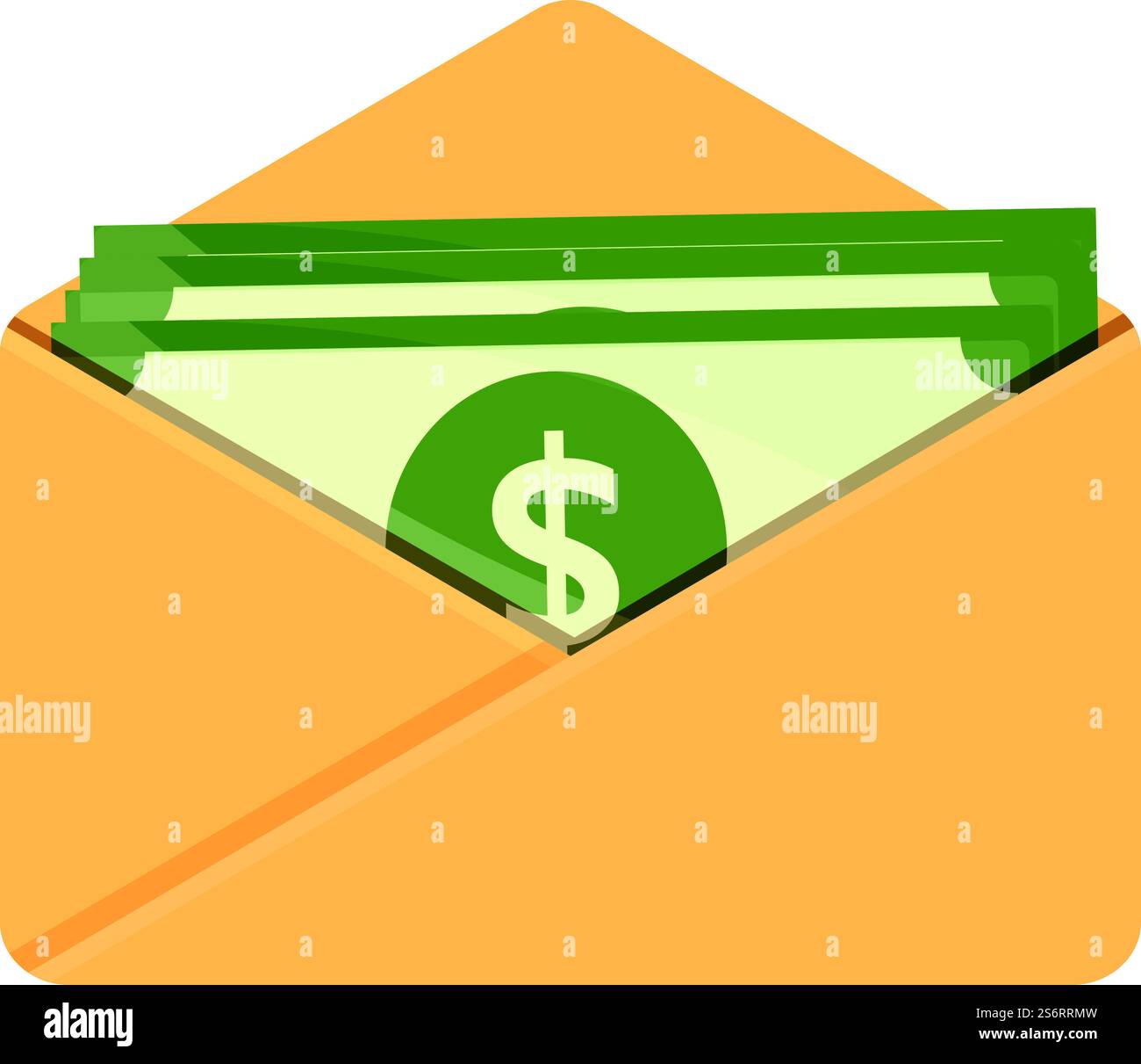 Money in envelope icon cartoon vector. Letter with dollars. Money as ...
